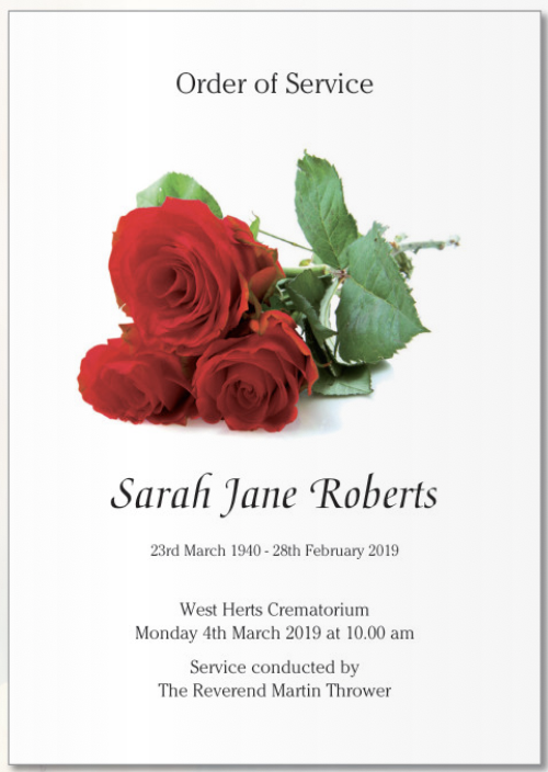 Funeral Stationery – Eirlys Johnson Funeral Services